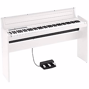 Korg LP-180 Digital Piano - White Bundle with Furniture Bench, Instructional Book, Austin Bazaar Instructional DVD, and Polishing Cloth