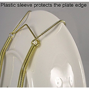 Creative Hobbies Deluxe Plate Display Hangers, Spring Style - Assembled & Ready to Use -Hold 10 to 14 Inch Plates- White Coated Wire Spring Type, Hanger Hooks & Nails Included -Pack of 6 Hangers