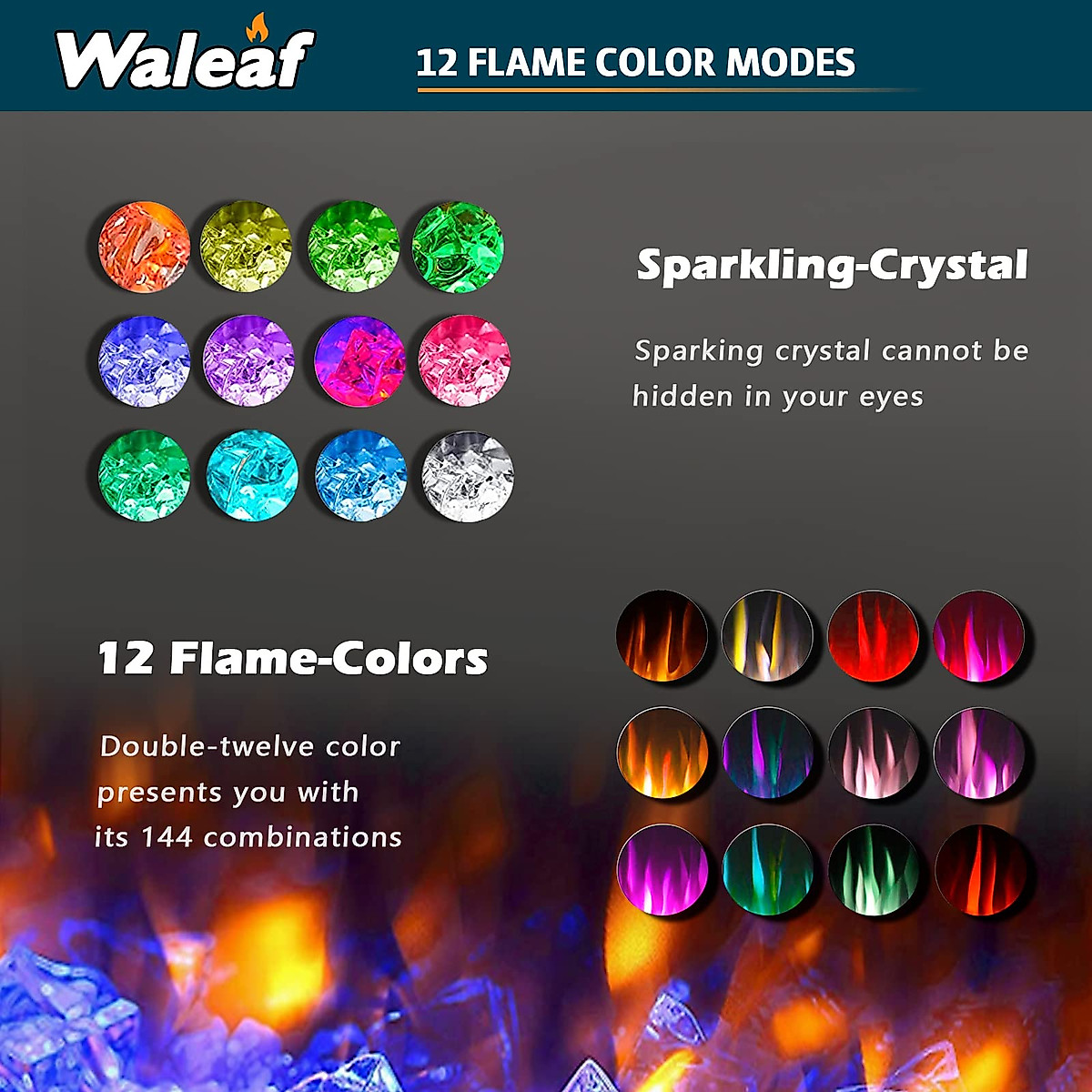 Waleaf 60 inch Ultra-Thin Electric Fireplace Wall Mounted and Recessed,Fireplace Heater with Multicolor Flame fit for 2 x 4 and 2 x 6 Stud, Remote Control Touch Screen,Timer,Low Noise,750/1500W