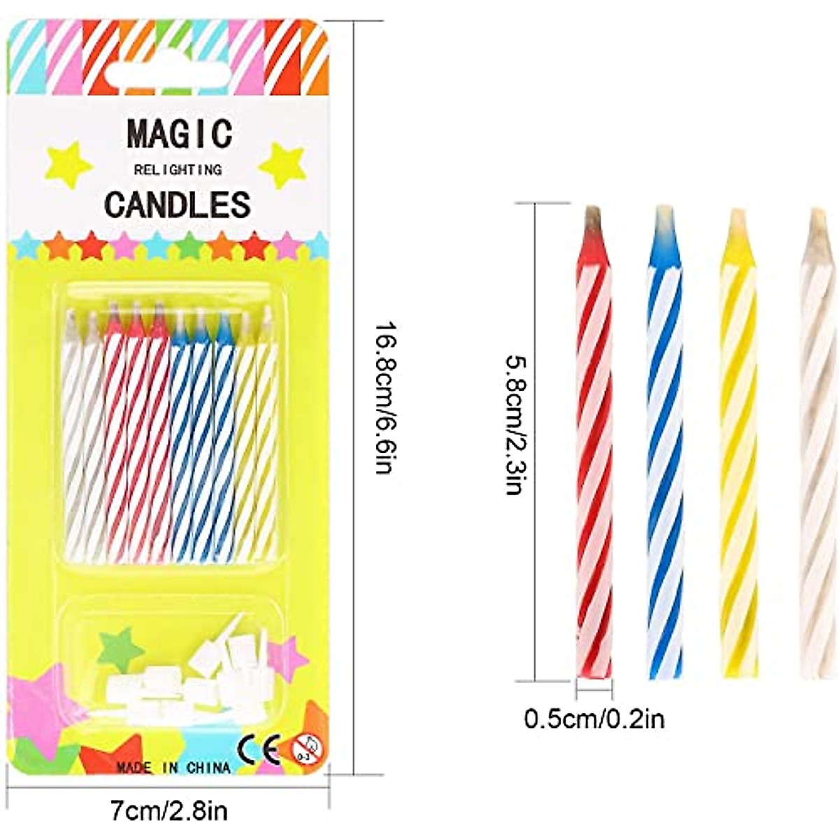 Magic Trick Relighting Candle, 40 Packs Birthday Candles Fun Prank Kit Cake Tricks and Decorations for Birthday, Party, Christmas, Celebration (Multi, 40Pieces)