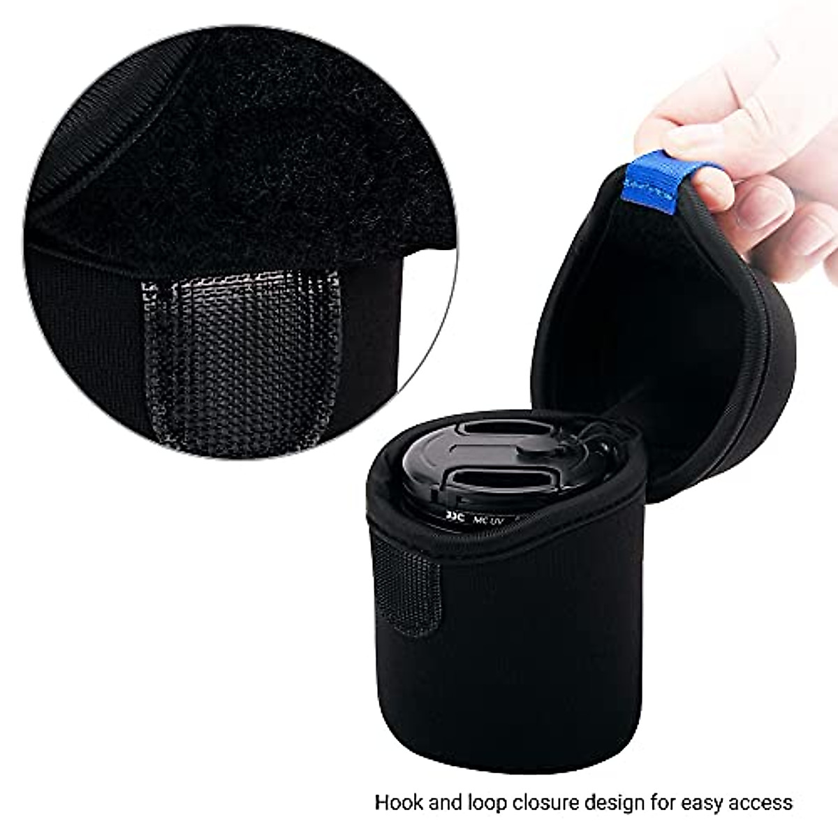JJC Water Resistant Neoprene Camera Lens Pouch Case, Fold-Over Lens Bag for Mirrorless Lenses Up to 2.6 x 3.1(D X H) for Canon RF 50mm f/1.8, Sony FE 55mm f/1.8, Sigma 56mm f/1.4 etc.