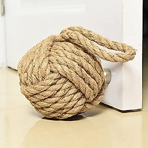 Pomeat Decorative Door Stop Rope Knot Nautical Door Stop Doorstop Outdoor Weighted Door Stopper for Door, Window Wedge, Bookend 6.25 inch (Natural)