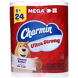 Charmin Ultra Strong Toilet Paper, 6 Mega Rolls = 24 Regular Rolls