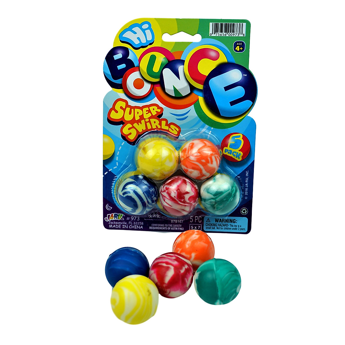 JA-RU Bouncy Balls Superballs Super Hi Bounce (2 Packs, 5 Balls Each) Fidget Bouncy Ball Small Toys Party Favors for Kids Toy Racquetball Bulk Kids Prize Premium Gift Includes Sticker 973-2s