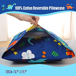 Kids Pillowcase Standard Size Pillowcase Boys Dinosaur - Cartoon Reversible Pillowcase for Children 20 X 30 Inch - Double Sided - 1 Piece Kids Bedding Pillowcase by UOMNY