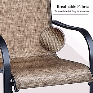 Tangkula 2 Pieces Patio Dining Chairs, Outdoor C Spring Motion Dining Chair Set w/Armrests & Neck Support, High Back Weather Resistant Steel Chairs w/Breathable Fabric for Pool, Lawn, Backyard (2)