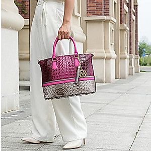 MKF Collection Tote Bag for Women & Wristlet Wallet Purse Set, Croco Vegan Leather Top-Handle Shoulder Handbag by Mia k