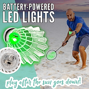 Franklin Sports Badminton Rackets - Glow in the Dark 2 Player Racket Set - Set of 2 Rackets and 2 Birdies - Adult + Kids Badminton Rackets