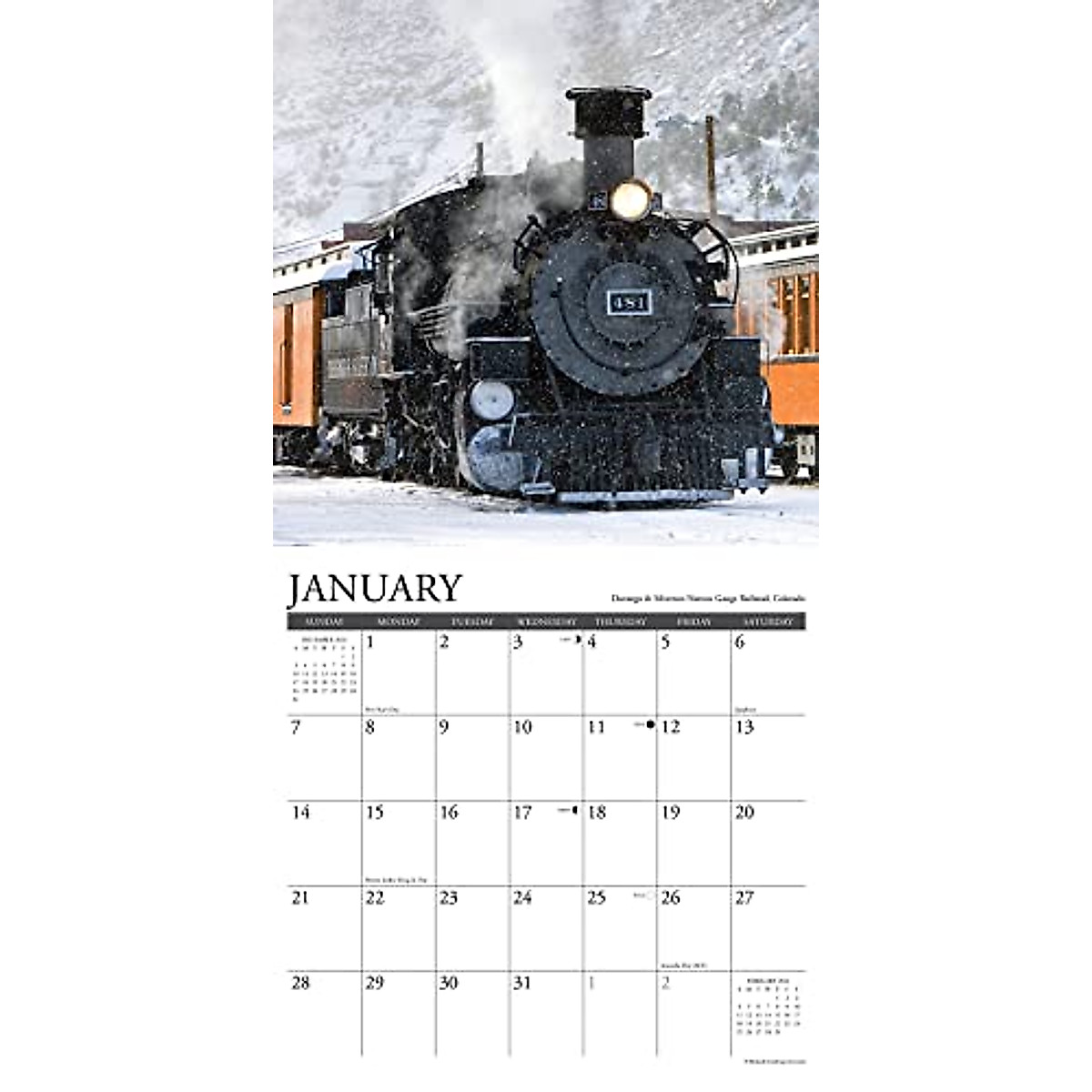 Willow Creek Press Railroading Monthly 2024 Wall Calendar (12" x 12")