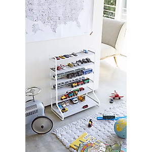 YAMAZAKI Parking Garage Home Train Hotwheels Model Car Display | Kids Steel | Toy Storage, One Size, White