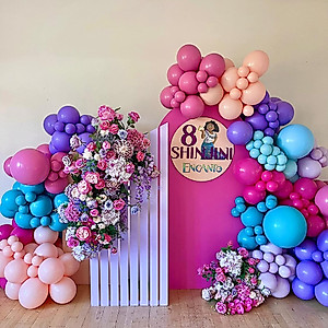 Encanto Balloon Garland Arch Kit, Magic House Mirabel Theme With Hot Pink Purple Balloons For Moana Birthday Girl's Baby Shower Bridal Shower Wedding Valentine Party Decorations