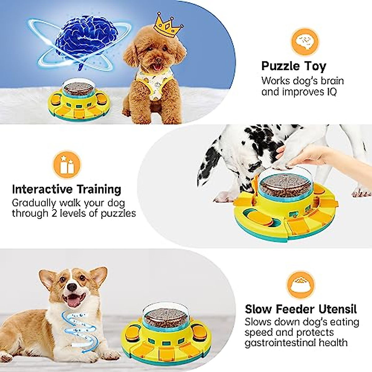 Potaroma Dog Puzzle Toy 2 Levels, Slow Feeder, Dog Food Treat Feeding Toys for IQ Training, Dog Entertainment Toys, 4.2 Inch Height