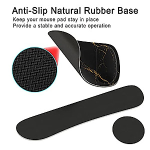 Keyboard Wrist Rest Memory Foam Ergonomic Mouse Pad with Computer Wrist Support Set with Non-Slip Rubber Base Coaster for Home, Office Easy Typing and Pain Relief - Black Marble