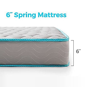 Hodedah Metal Twin, Complete Bed & Linenspa 6 Inch Innerspring Twin Mattress with Foam Layer - Firm Feel - CertiPUR-US Certified - Mattress in a Box