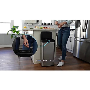 SIMPLI-MAGIC Sensor Trash Can Automatic Touchless Kitchen Garbage Bin, Stainless Steel, 13 Gallon