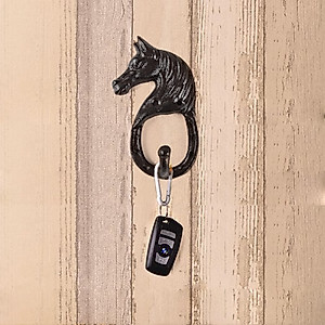 BRASSTAR Cast Iron Horse Head Single Wall Coat Hook Hanging for Coats, Bags, Hats, Towels, Keys, Rustic Retro Home Decorative Gift TQGJPT269