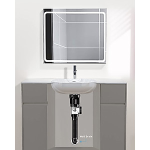 KKDFTU® 2 in 1 Bathroom Sink Drain Kit with Flexible & Expandable P-Trap, Suitable for 1-1/2'' Drain Hole, Pop Up Drain with Built-in Anti-Clogging Stopper Fits Overflow or No Overflow Vessel Sink