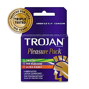 Trojan Pleasure Pack Lubricated Premium Latex Condom - 3 Ea, 6 Pack