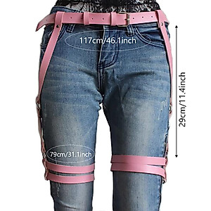 Asooll Pink Leather Leg Chain Punk Waist Chain Harness Rave Belly belt Beach Club Party Rave Fashion Body Accessories Jewelry for Women and Girls