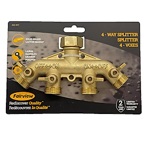 Fairview Heavy Duty Brass Garden Hose Splitter with HEX Connector (404-WV)