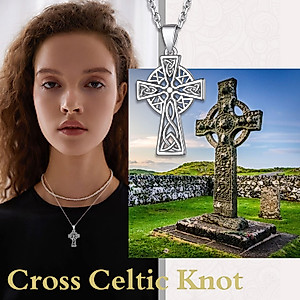Suplight Celtic Cross Necklace for Women 925 Stelring Silver Cross Necklaces