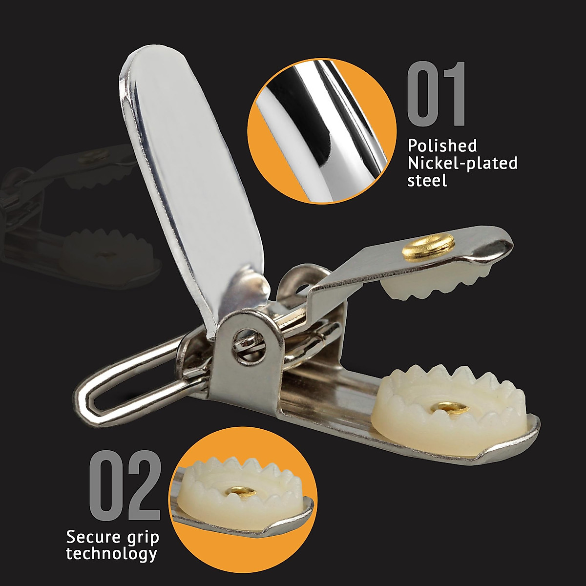 Hold’Em 3/4" Polished Nickel Plated Clips with SECURE PRONG TO ENSURE MAXIMUM HOLD Perfect For Making Mitten, Suspenders-5PC 3/4