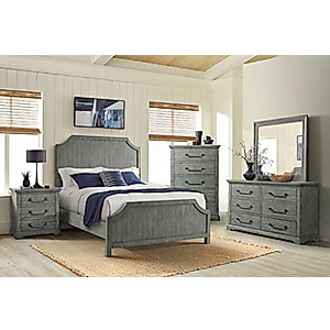 Martin Svensson Home Beach House Solid Wood Dove Grey California King Panel Bed Platform