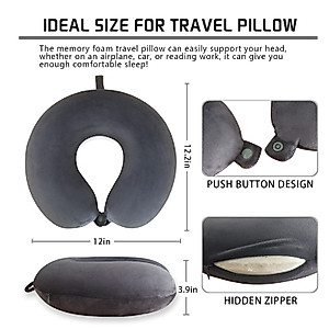 Youmeisha Comfortable Breathable Memory Foam Travel Pillow Neck Pillow Support Neck and Head Pillow Suitable for Airplane Travel Portable Neck Pillow Support Machine Washed (Dark Gray)