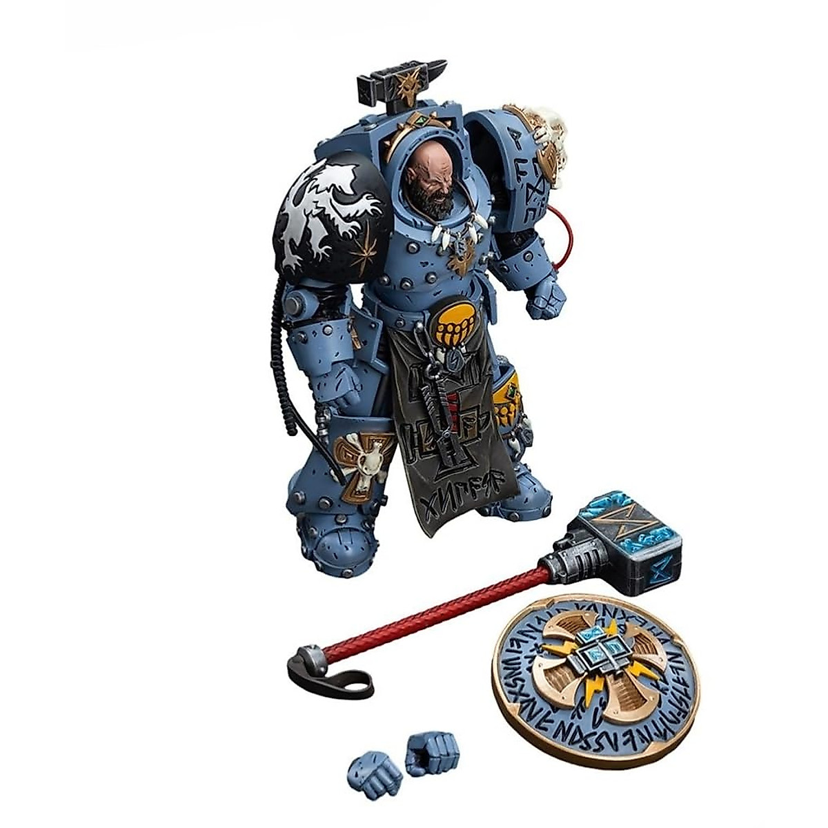 HiPlay JoyToy Warhammer 40K Collectible Figure: Space Wolves Arjac Rockfist 1:18 Scale Action Figures JT6878 (Rockfist)
