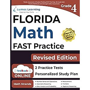 Florida Assessment of Student Thinking (FAST) Test Prep: 4th Grade Math Practice Workbook and Full-length Online Assessments: FAST Study Guide