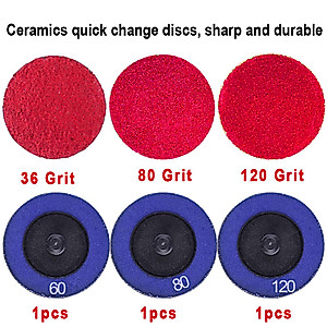 103 Pcs Sanding Discs Set 2 Inches Quick Change Disc with 1/4 inch Tray Holder for Die Grinder Surface Prep Strip Grind Polish Finish Burr Rust Paint Removal