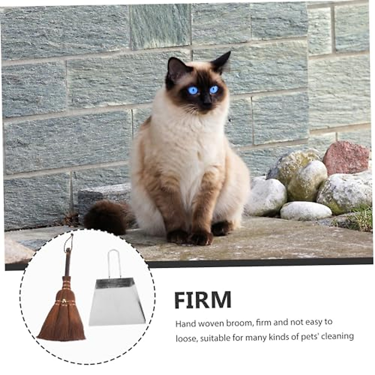 PLAFOPE 1 Set Pet Broom Dustpan Home Accessory Convenient Mini Dustpan Pet Cage Broom Mini Broom with Dustpan Litter Scooper and Duster Desktop Cleaning Brush Desk Cleaning Broom Wood