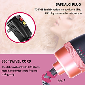 Laeuokie Hair Dryer Brush, 4-in-1 Styling Tool with ALCI Safety Plug, Black, Ceramic and Nylon