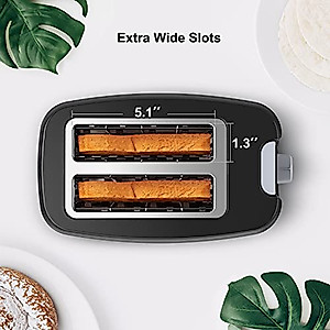 Willz 2-Slice Toaster, Extra Wide Slot with 6 Browning Levels, Small Toaster for Bread, Removable Crumb Tray, Auto Shut-off & Easy Clean, Black