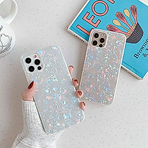 YeLoveHaw Designed for iPhone 12 and 12 Pro Case for Women Girls, Glitter Pearly-Lustre Shell Pattern Phone Case [ Soft, Slim, Full-Around Protective] Compatible with iPhone 12 12Pro 6.1'' (Colorful)