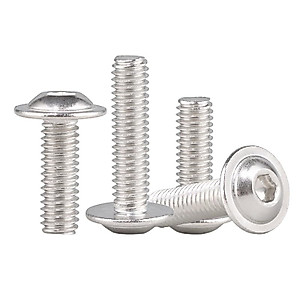 10pcs 304 Stainless Steel Round Head hex Socket Screws with Pads, Flat Head semi-Round Head Machine Wire Bolts with Pads Hexagon Socket Screws (Size : M5*12)
