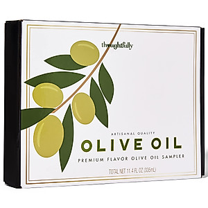 Thoughtfully Gourmet, Olive Oil Sampler Gift Set, Premium Extra-Virgin Olive Oil from Spain, Natural Flavors Include Garlic, Chili, Smoky Bacon, Mushroom, Jalapeno and More, Set of 8