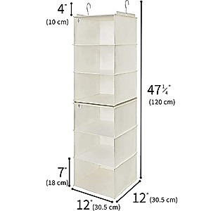GRANNY SAYS 6-Shelf Hanging Closet Shelves, Separable to 2 Pack 3-Shelf Closet Shelves Organizer, Hanging Organizers and Storage for Living Room, Beige