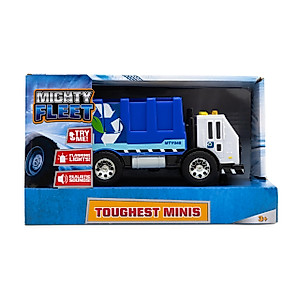 Mighty Fleet Toughest Minis 5" Garbage Truck Toy w/Lights & Sounds, Realistic Design & Batteries Included - Age 3+