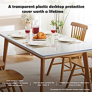 34x60 Transparent Table Protector Tablecloth Cover Desk Top Pad Mat for Glass Furniture Coffee Marble End Bed Sofa Side Bistro Bar Corner Night Stand Dinner Dining Room Table Thick Plastic PVC Vinyl