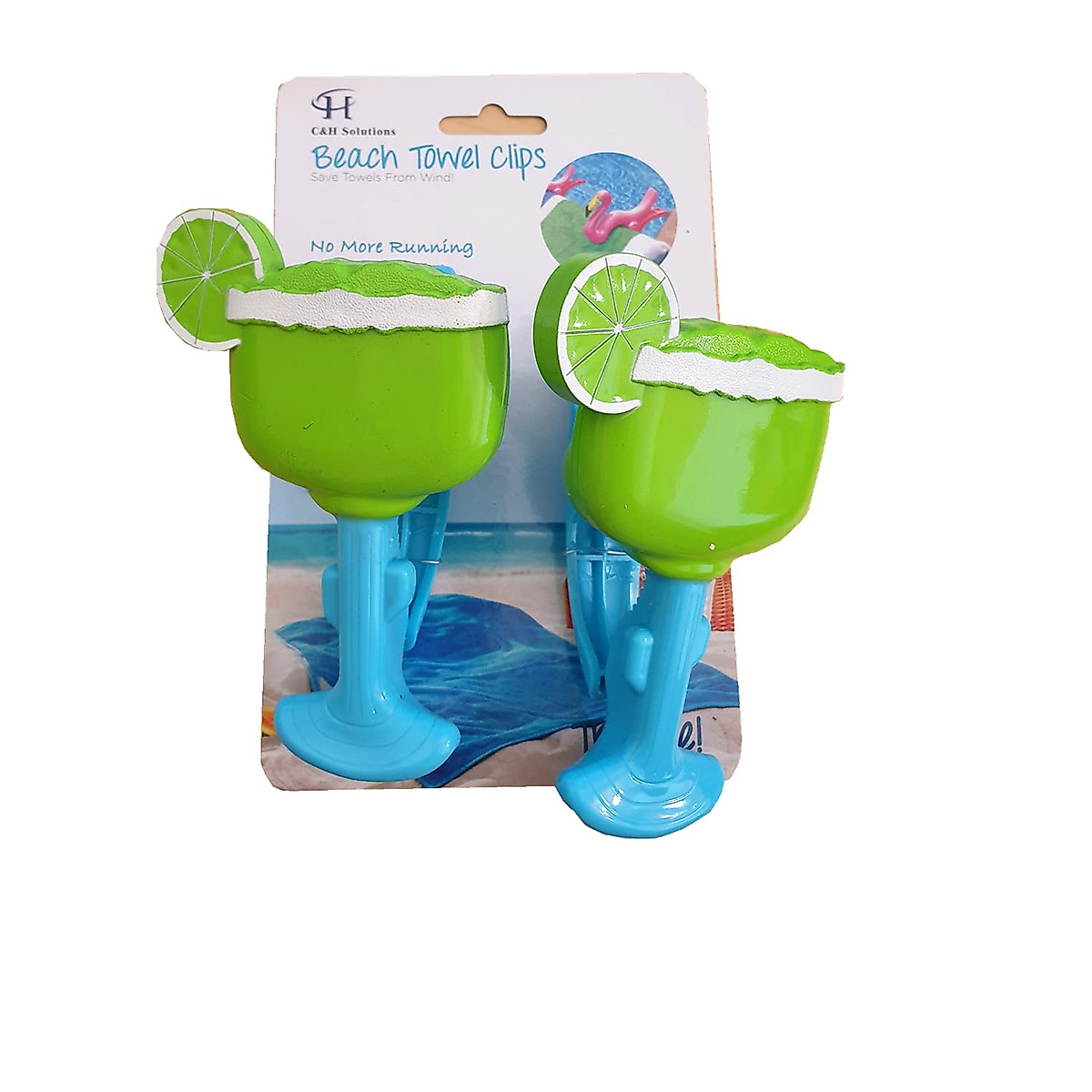 C&H Beach Tower Clips, Beach Towel Holders, Clips, Set of Two, Beach, Patio or Pool Accessories, Portable Towel Clips, Chip Clips, Secure Clips, Cups Style