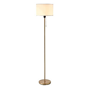 O’Bright Ted - Drum Shade Standing Lamp, Pull Chain Switch, E26 Socket, Modern Minimalist Design, Simple Floor Lamp for Living Room, Bedroom, Office, Antique Brass