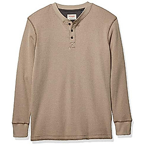 Wrangler Authentics Men's LS Waffle Henley, Pumice Stone, XX-Large
