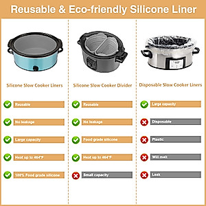 Silicone Slow Cooker Liners Fit 7-8 QT Oval Slow Cooker Crock Pot, Food Grade Silicone Crock Pot Liners Reusable & Leakproof Dishwasher Safe Crockpot Liner