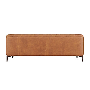 Valencia Avery Leather Couch 89" | Top Grain Nappa 11000 Leather 3 Seater with Tufted Back, Solid Wood Frame, Plush Cushioning, Saddle Tan