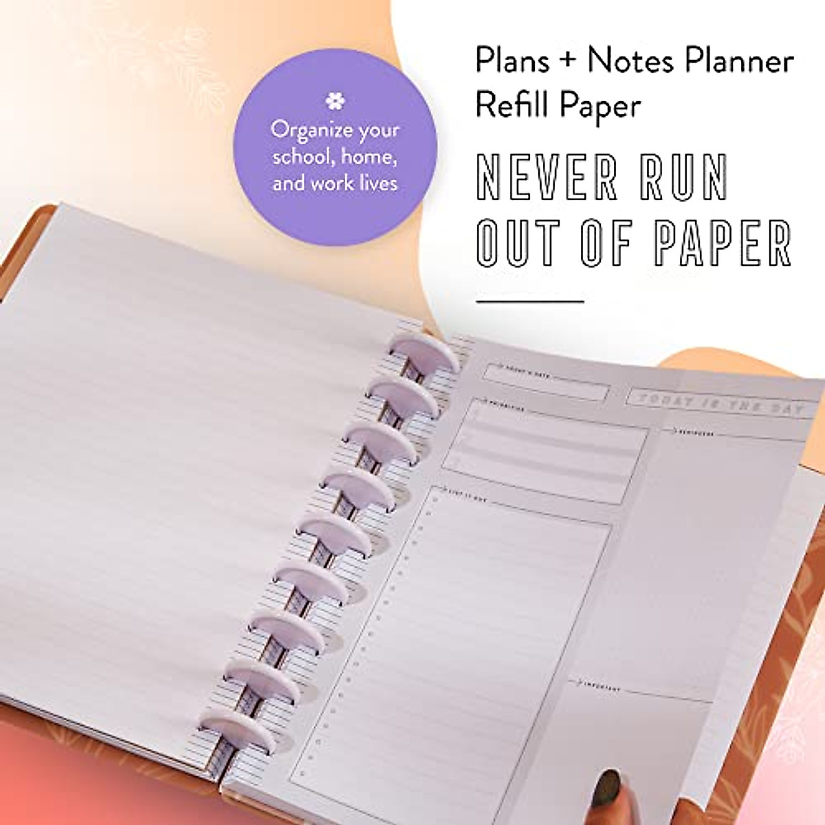 Happy Planner Plans + Notes Planner Refill Paper, 100 Sheets of Lined Refill Paper for Journals, Classic Size