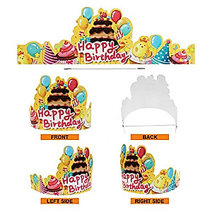 JINCH 30 Pack Birthday Crowns for Kids Classroom, Cute Elastic Happy Birthday Hats for Students Class School Kindergarten VBS Party Supplies