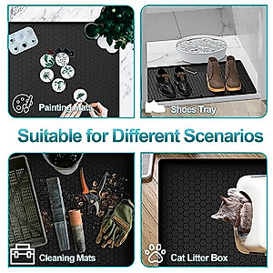 UEAKPIC Under Sink Mat 34" x 22", Waterproof Silicone Undersink Mat for Kitchen, Bathroom, Cabinet Protector Fits 36" Standard Cabinets, Under Sink Tray Liner Up to 2.2 Gallons Liquid (Black)