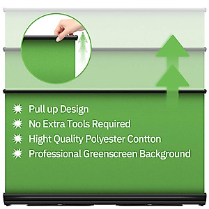 ZUOCHEN Green Screen Backdrop 3.6x6.6FT Portable Collapsible Chromakey Background Panel with Solid Aluminium Shell, Pull Up Wrinkle-Resistant Fabric for Twitch Streaming, YouTube Videos, Live Game