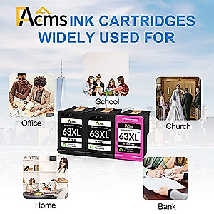 FAcms Remanufactured Ink Cartridge Replacement for HP 63 63XL 63XL for Envy 4520 4512 4513 4516 OfficeJet 3830 5255 5258 DeskJet 1112 1110 3630 3632 3634 2130 2132 (2 Black 1 Tri-Color)